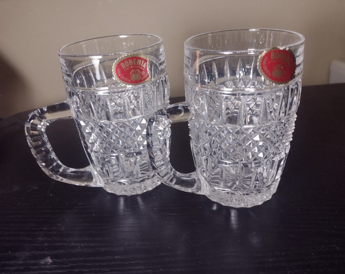 Gorgeous Bohemia Crystal Mug czech Pair - Etsy
