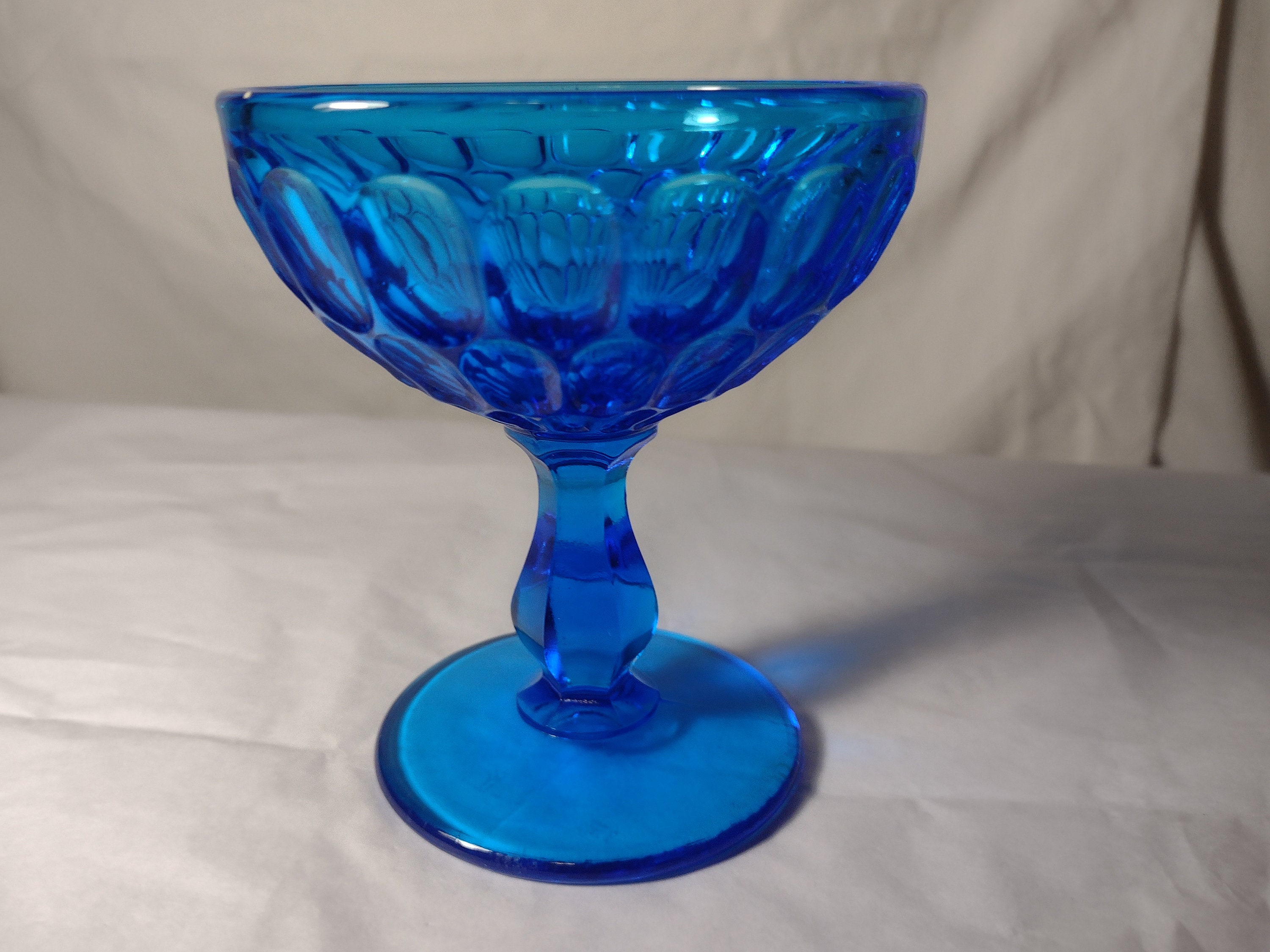 Gorgeous Bright Blue Fenton Colonial Thumbprint Sherbet / - Etsy