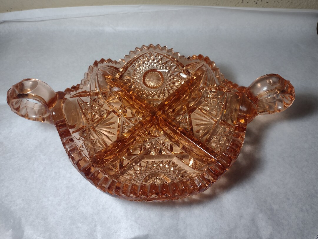 MCM Pink/salmon Imperial Crystal Nappy Dish - Rare and Stunning! - Etsy