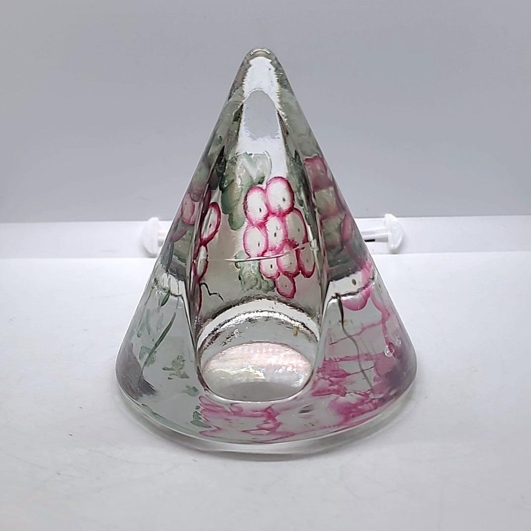 Vintage Paperweight Mark Paul Hand Painted Grape Glass Cone Purple ...