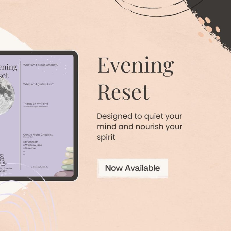 Evening Reset Printable & Fillable PDF | Nightly Reflection Journal ...