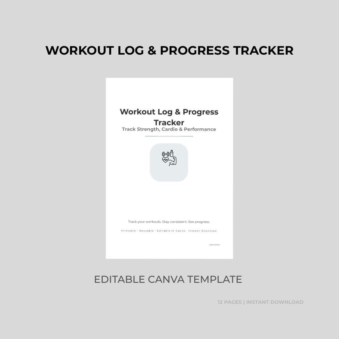 Workout Log & Progress Tracker | Printable Gym Workout Planner ...
