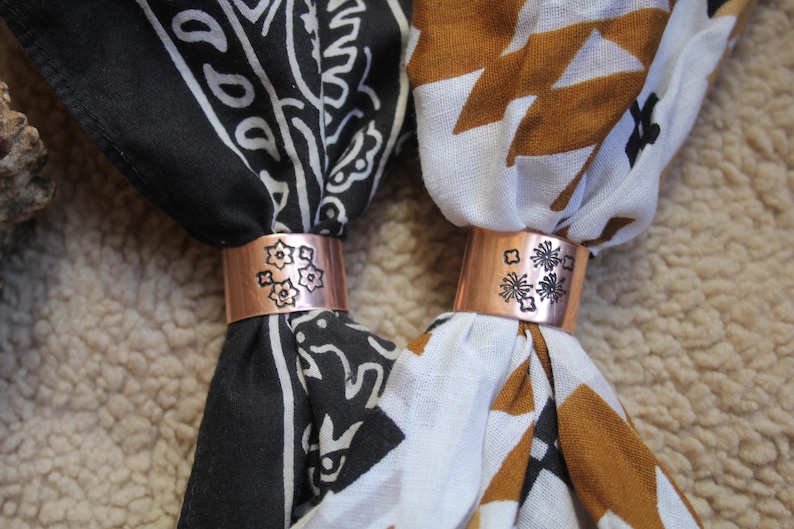 Hand Stamped Copper Scarf Slide, Wild Rag Neckerchief Slider - Etsy