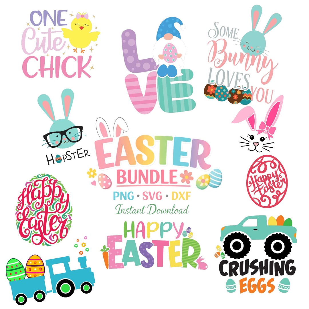 Easter Bundle PNG SVG DXF | Bunny Easter Clipart | Spring Designs ...
