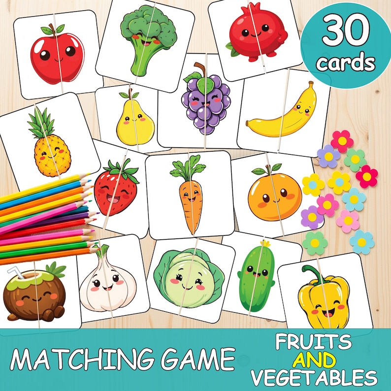 Fruits and Vegetables Matching Game for Preschoolers, Find the Pair ...