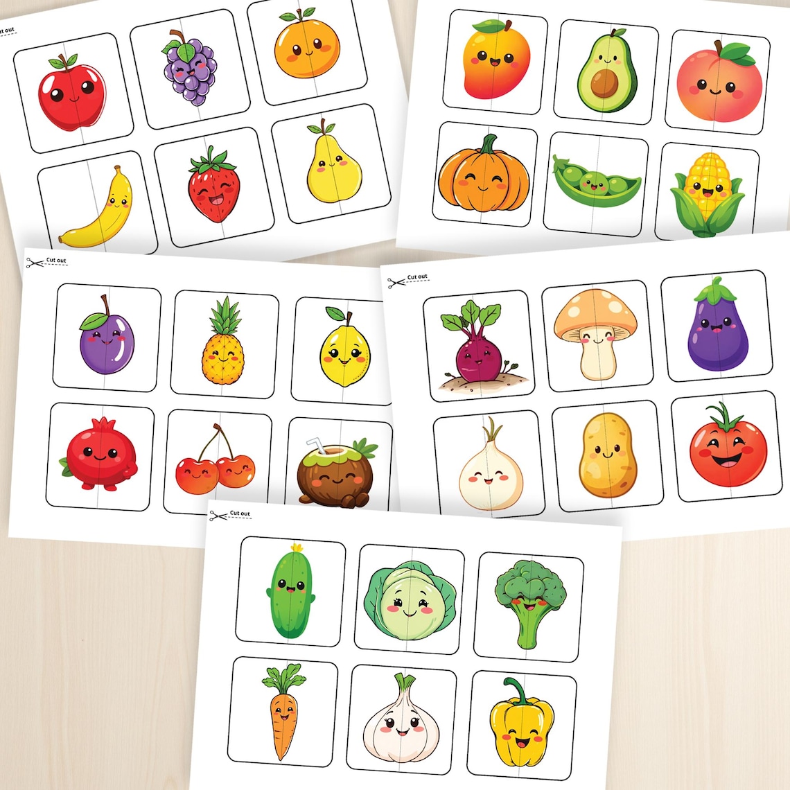 Fruits and Vegetables Matching Game for Preschoolers, Find the Pair ...