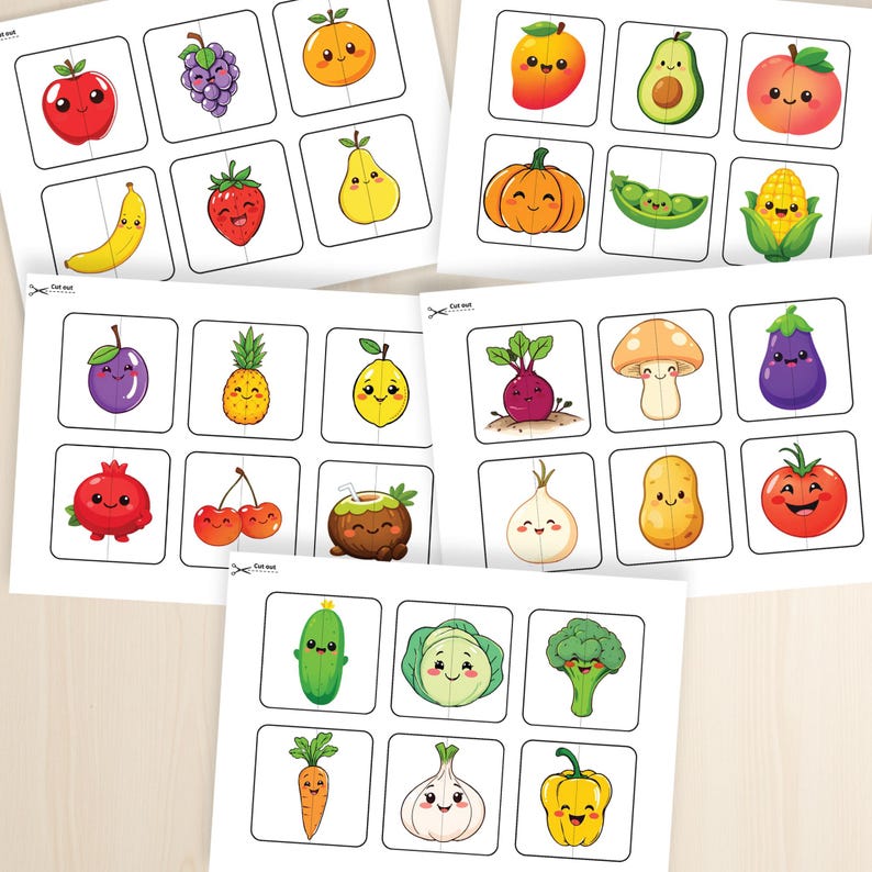 Fruits and Vegetables Matching Game for Preschoolers, Find the Pair ...