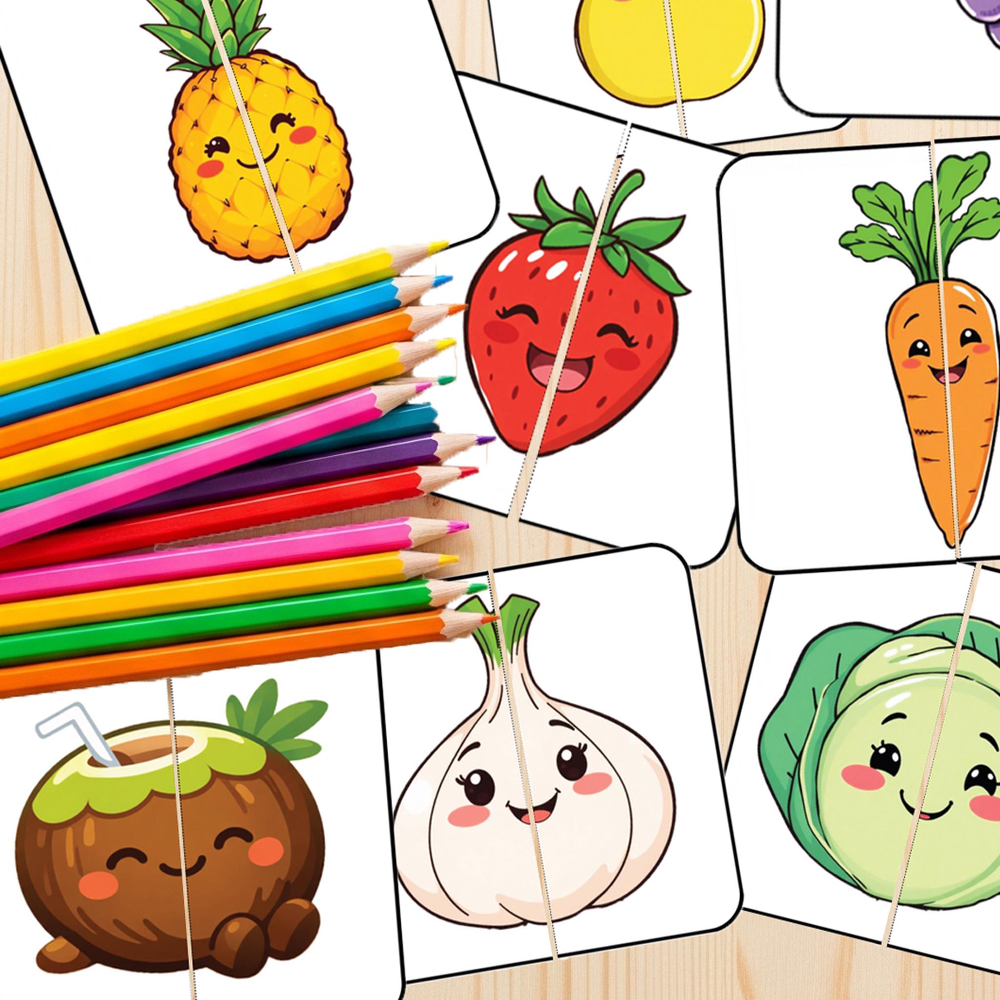 Fruits and Vegetables Matching Game for Preschoolers, Find the Pair ...