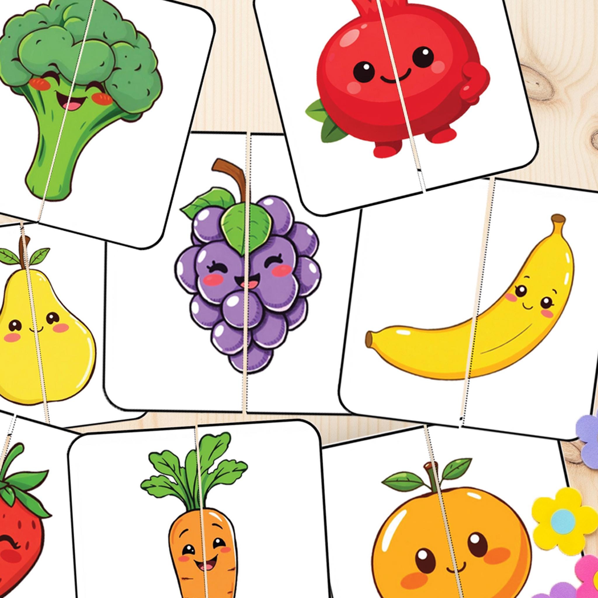 Fruits and Vegetables Matching Game for Preschoolers, Find the Pair ...