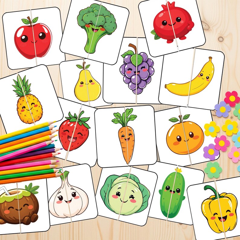 Fruits and Vegetables Matching Game for Preschoolers, Find the Pair ...