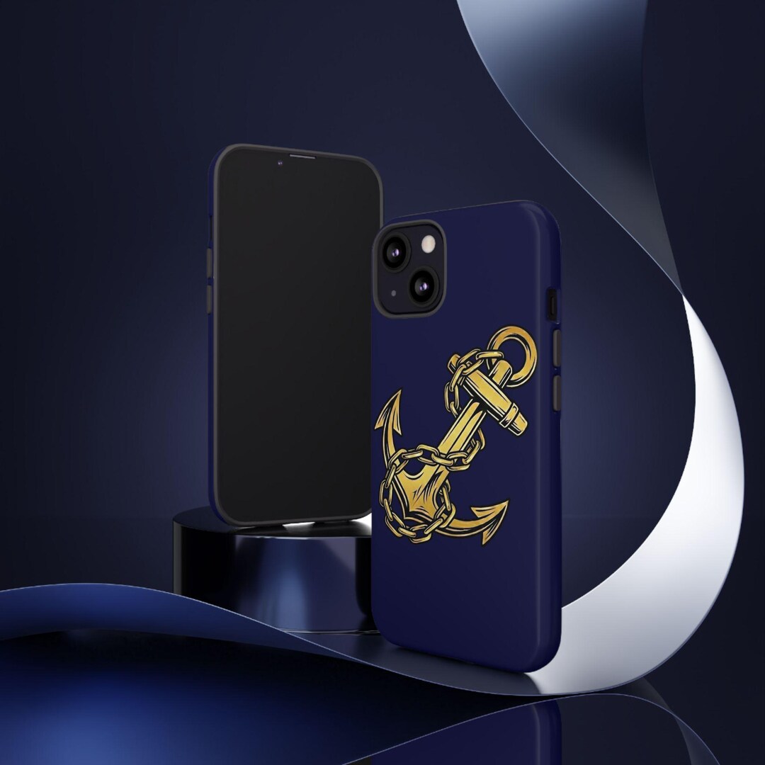 Gold Maritime Anchor Cover | Sailor Gift for Captain | Navy Blue Ocean ...