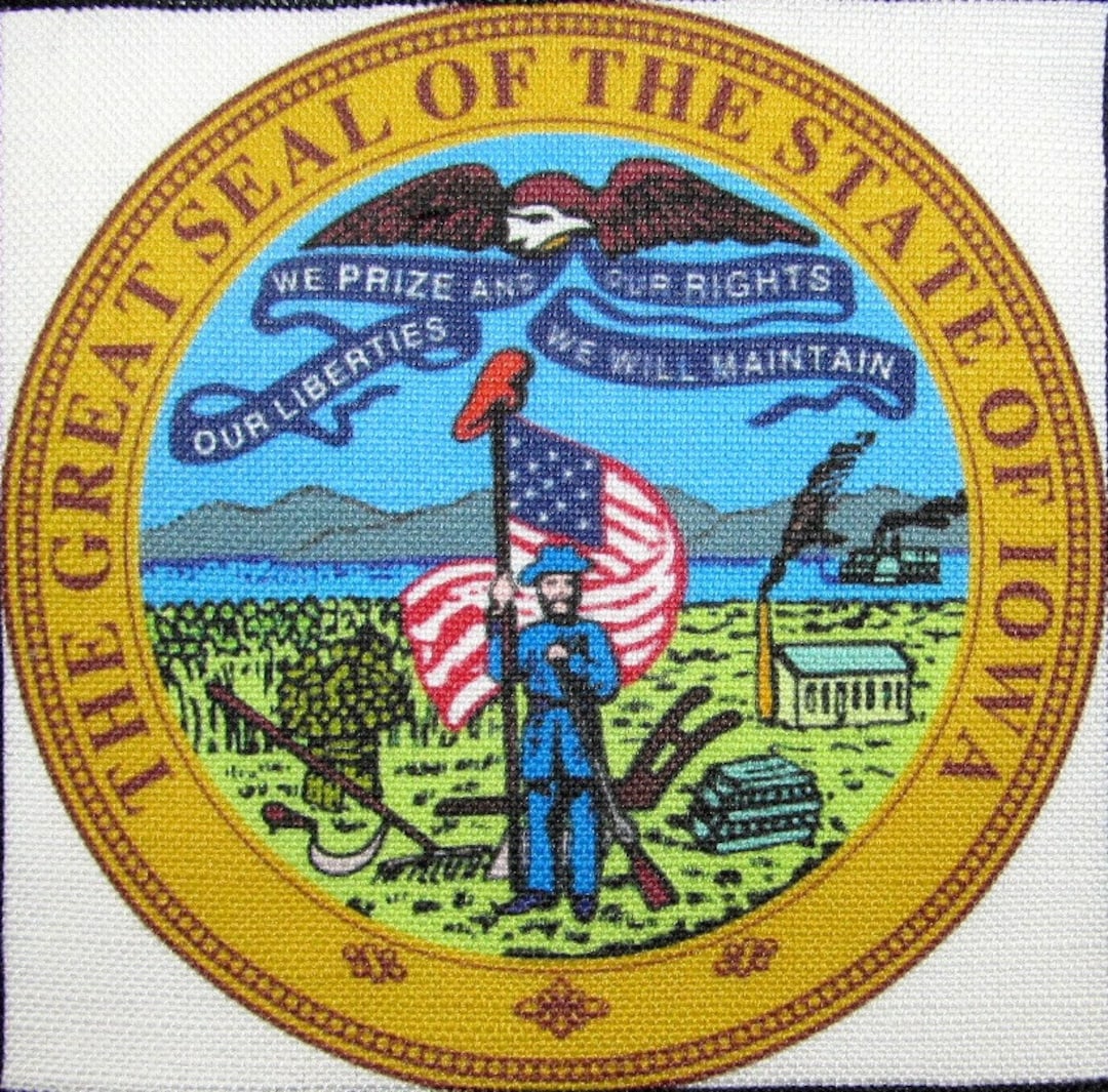 IOWA STATE SEAL - Vest, Bag, Backpack, Jacket - Printed Patch - Sew on ...