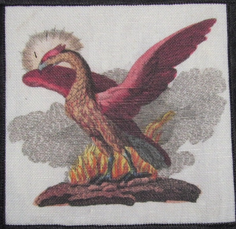 Printed Sew on Patch - PHOENIX - Febelwesen - Fable Creatures - Friedrich Bertuch 1747-1842 - Etsy