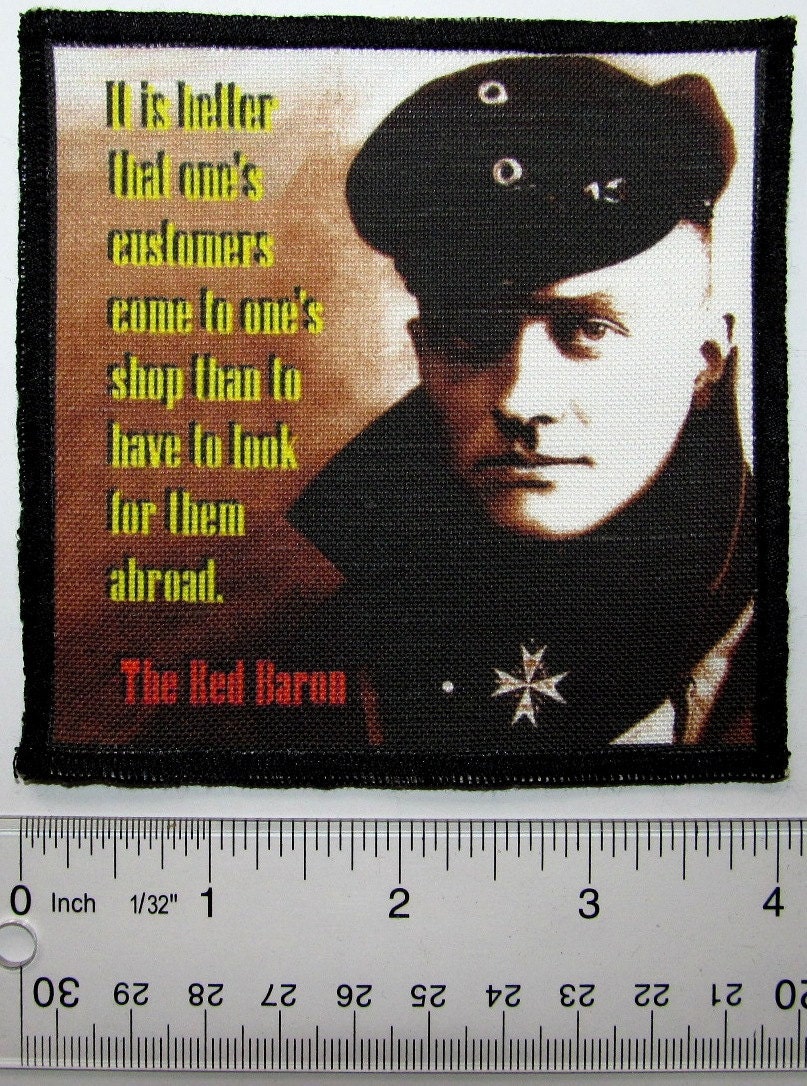 RED BARON QUOTE - Printed Patch - Sew on - Vest, Bag, Backpack, Jacket ...