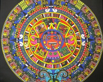 Printed Sew on Patch LARGE AZTEC CALENDAR Mayan Back | Etsy