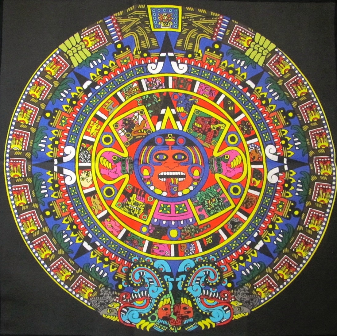Printed Sew on Patch - MONSTER AZTEC CALENDAR - Mayan - Back Patch ...