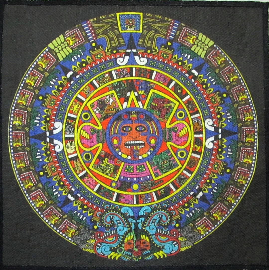 Printed Sew on Patch LARGE AZTEC CALENDAR Mayan Back Patch Sized - Etsy