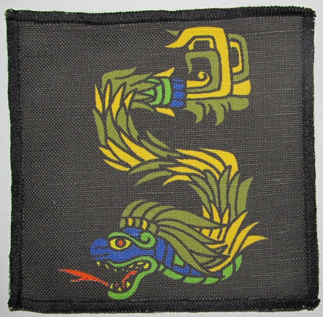 Printed Sew on Patch - AZTEC QUETZOCOATL SERPENT - Colorful History ...