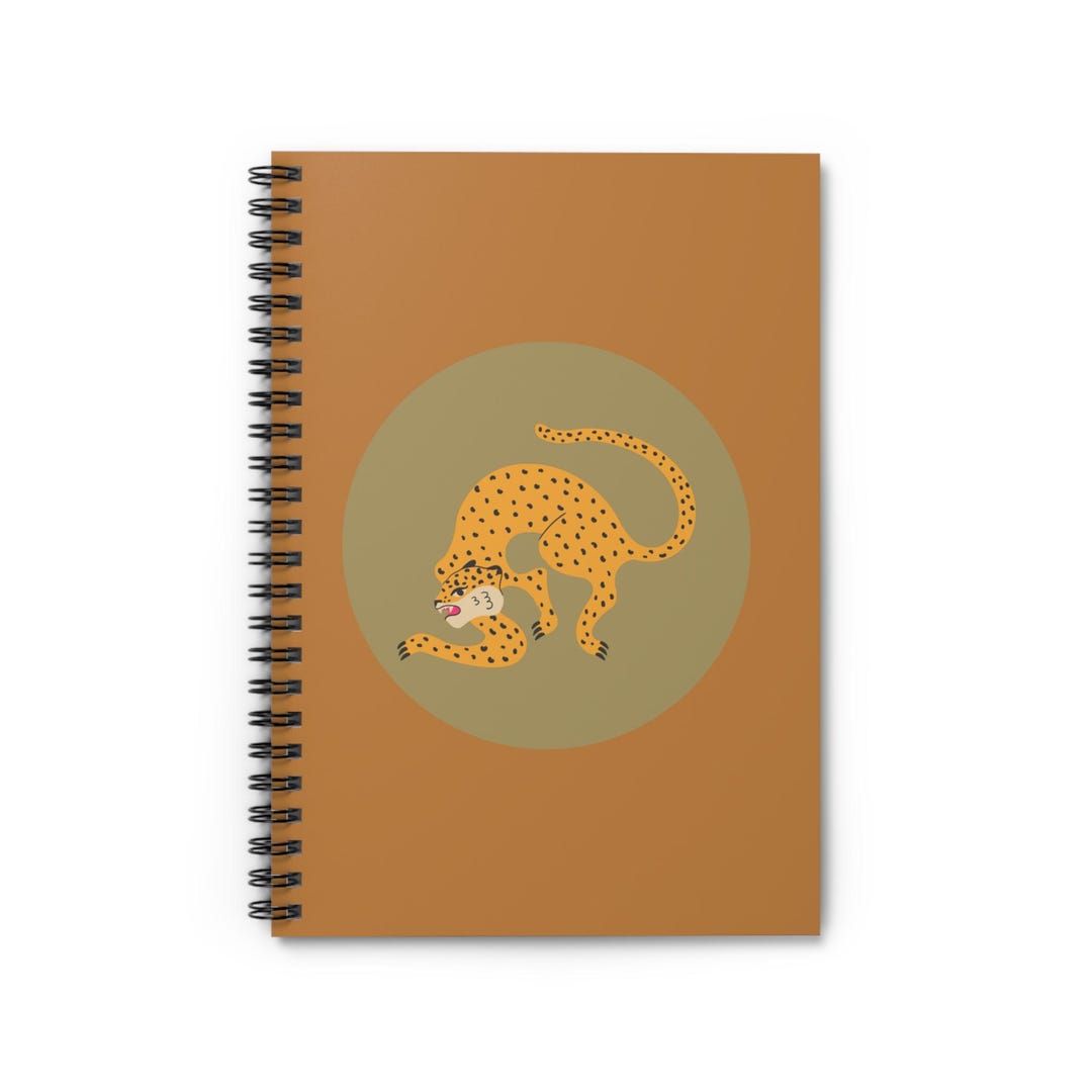 Playful Cheetah Illustration Spiral Notebook | Ruled Journal - Etsy