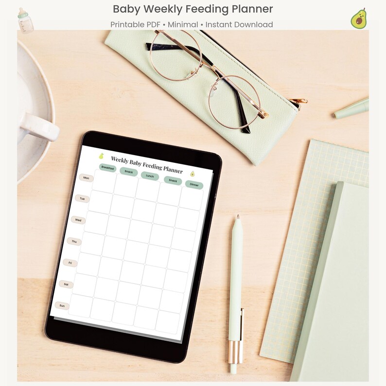 Baby Weekly Feeding Planner + Grocery List Bundle | Printable PDF for ...