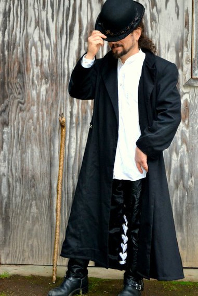 Made to Order Mens Steampunk, Neo Victorian, Long Black Overcoat ...