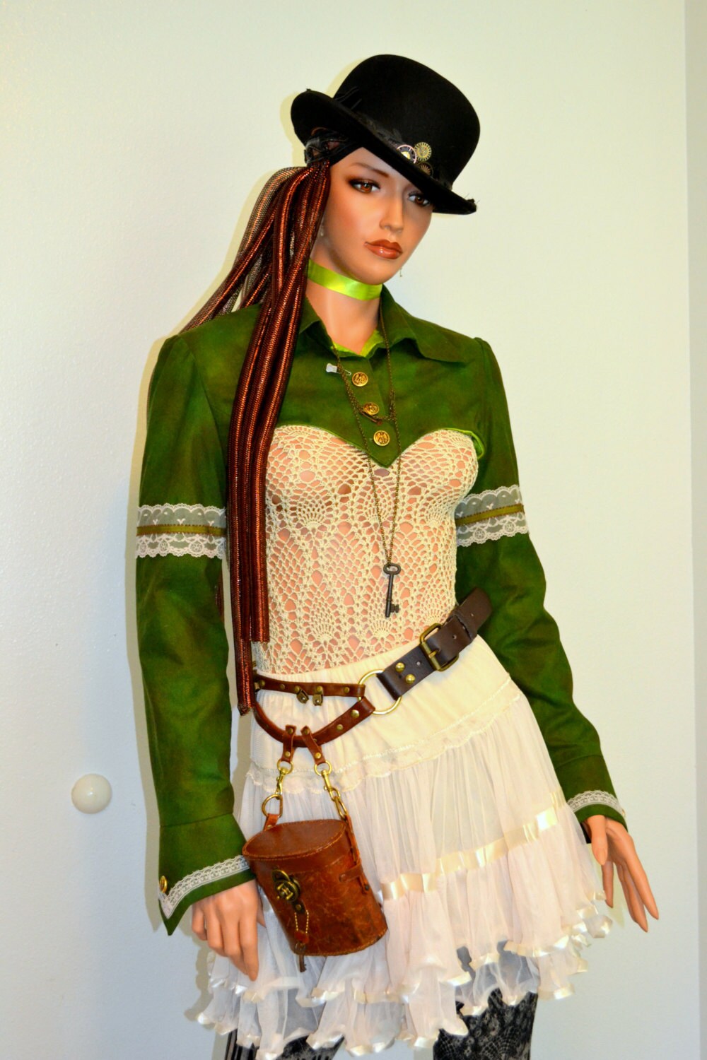 Cropped Steampunk Jacket, Moss Green Short Jacket - Etsy