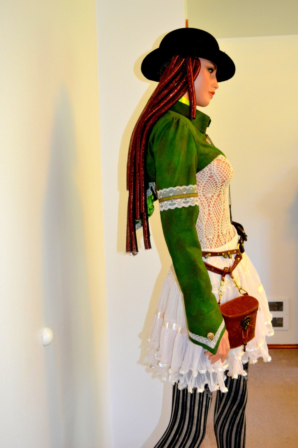 Cropped Steampunk Jacket, Moss Green Short Jacket - Etsy