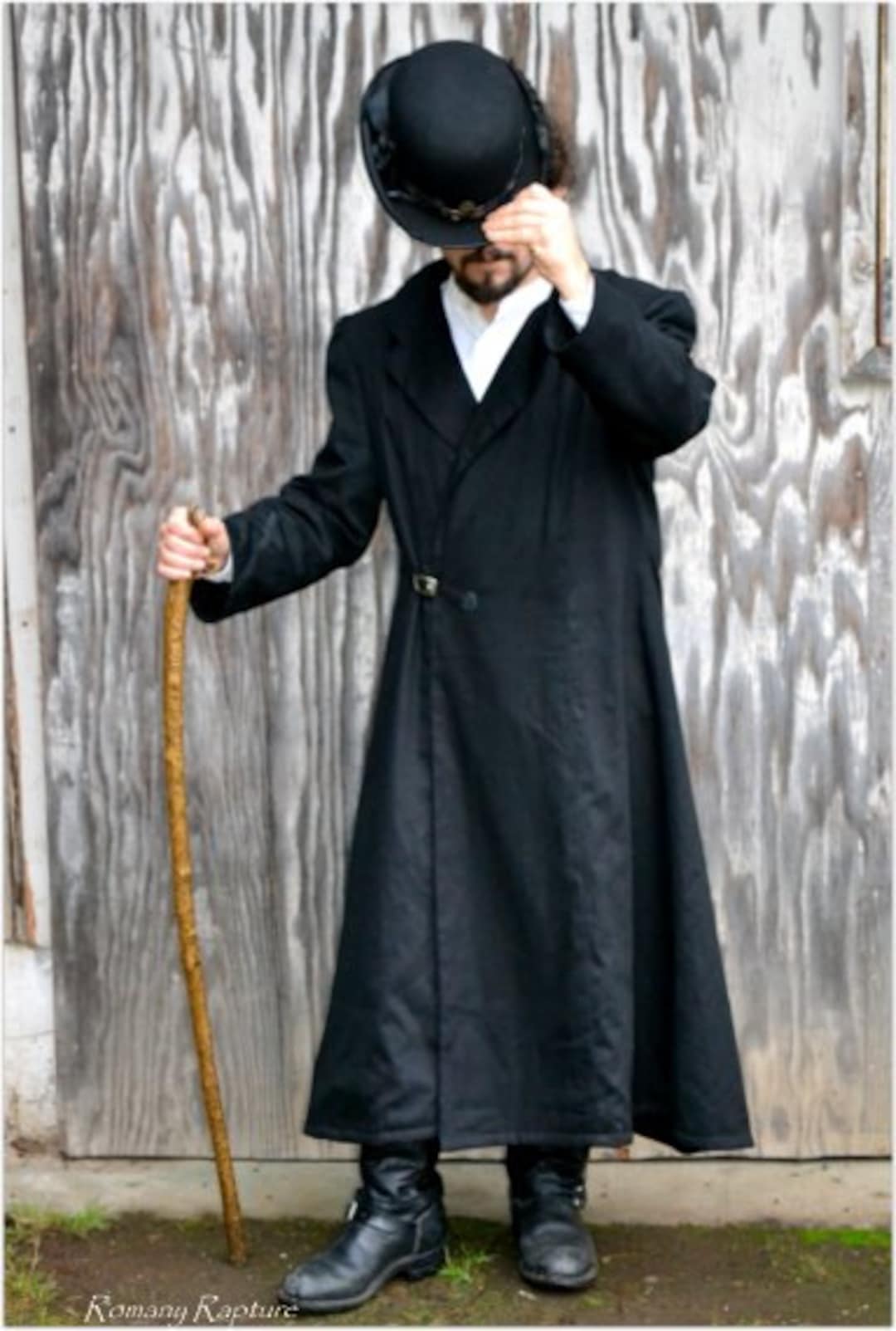 Made to Order Mens Steampunk, Neo Victorian, Long Black Overcoat ...