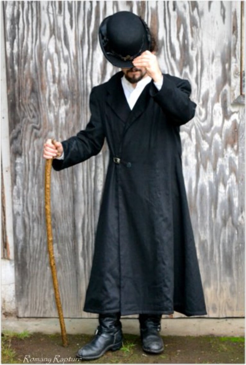 Made to Order Mens Steampunk, Neo Victorian, Long Black Overcoat ...