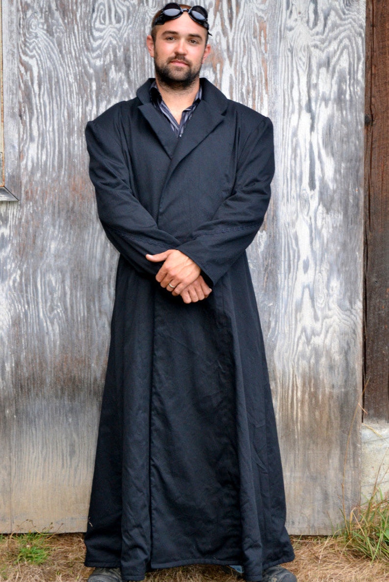 Gothic or Steampunk Gentlemens Overcoat, Long, Black, Size XL. Duster ...