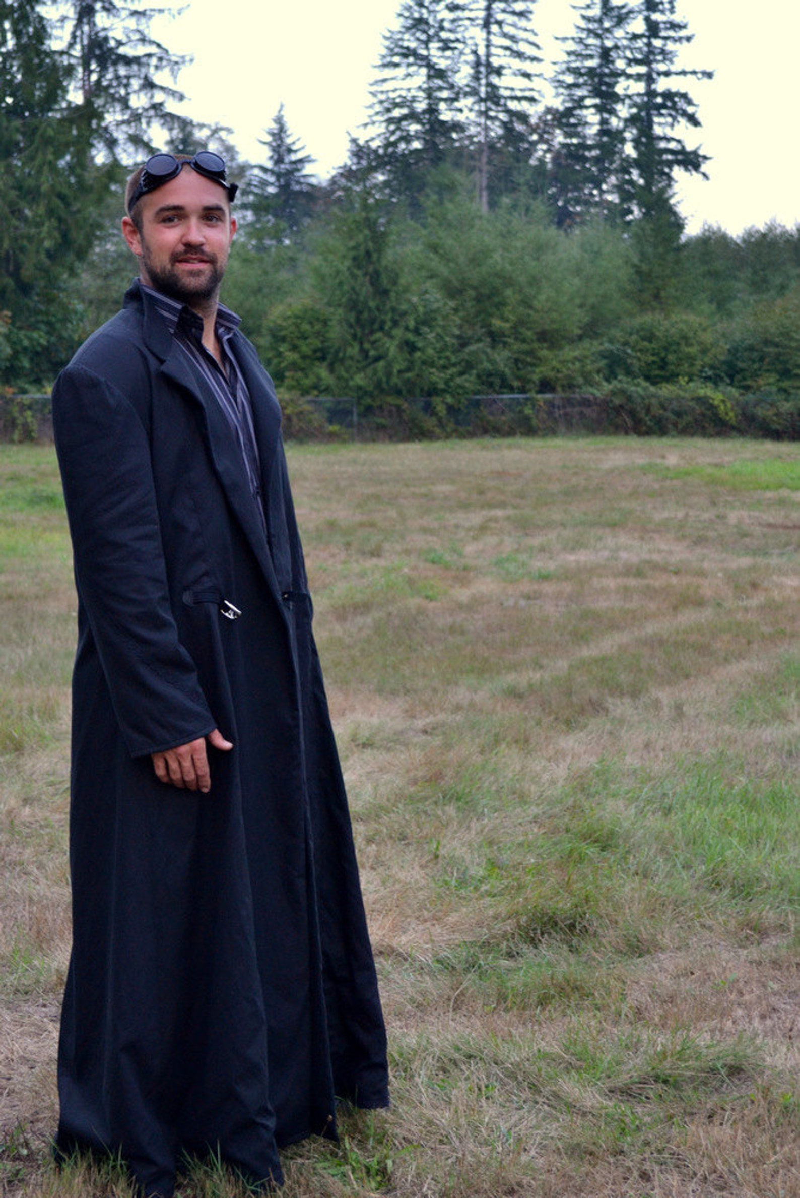 Gothic or Steampunk Gentlemens Overcoat, Long, Black, Size XL. Duster ...