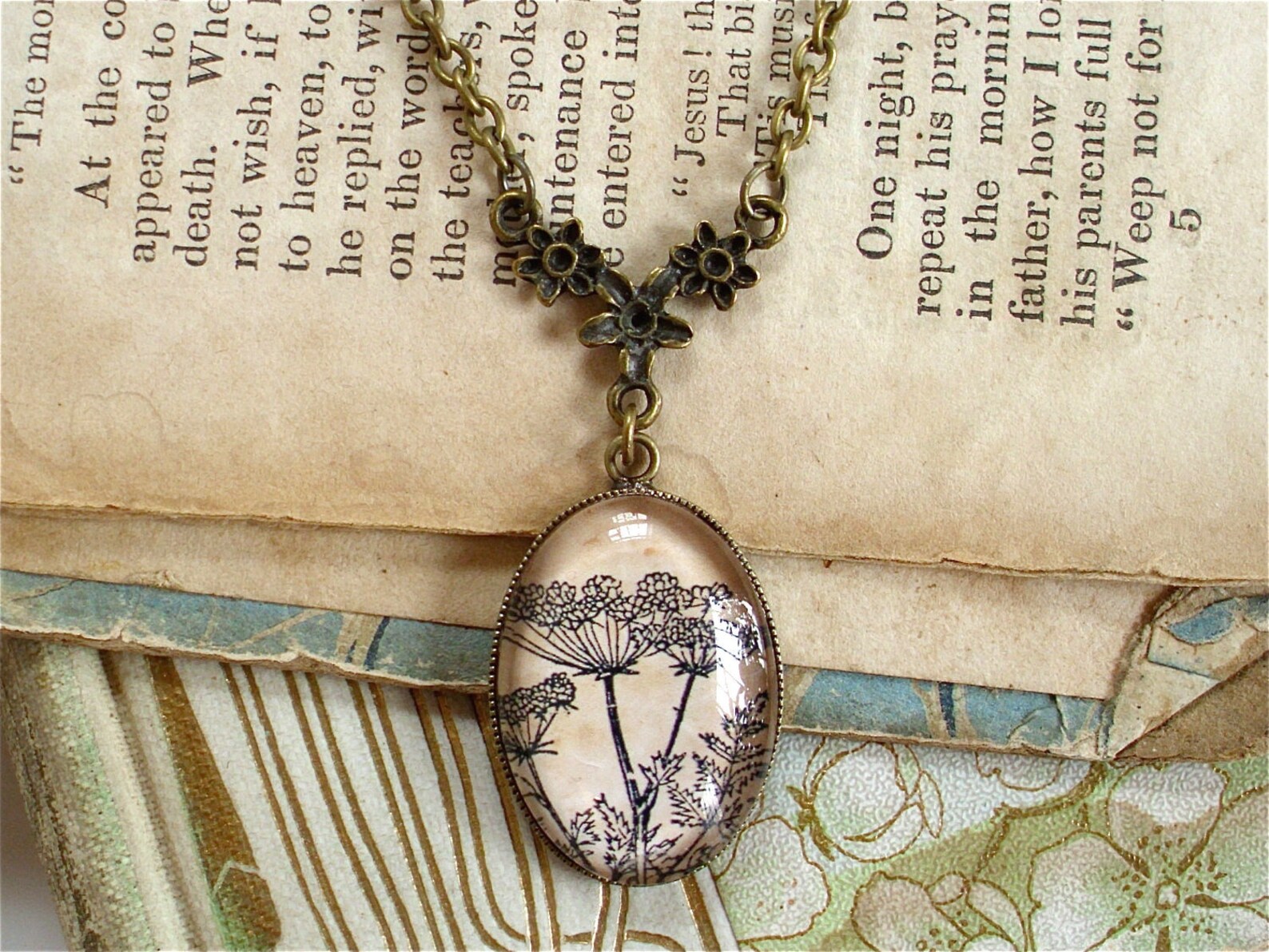 Poison Hemlock Necklace Antique Botanical Print Pendant in - Etsy
