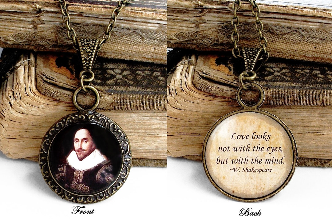 William Shakespeare Necklace - DOUBLE-SIDED Poetry Quote Pendant in ...