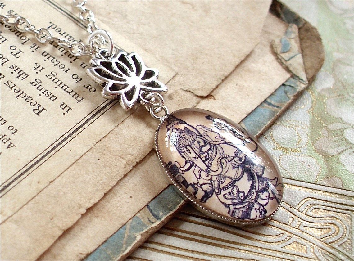 Ganesh Necklace Hindu God Lord Ganesha India Lotus Chain - Etsy