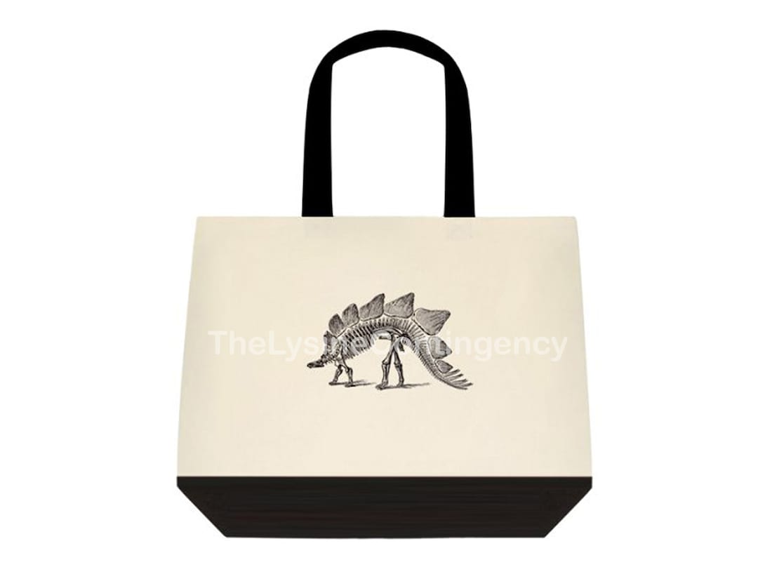 SALE - Dinosaur Bag - Stegosaurus Tote - Canvas Bag With Fossil ...
