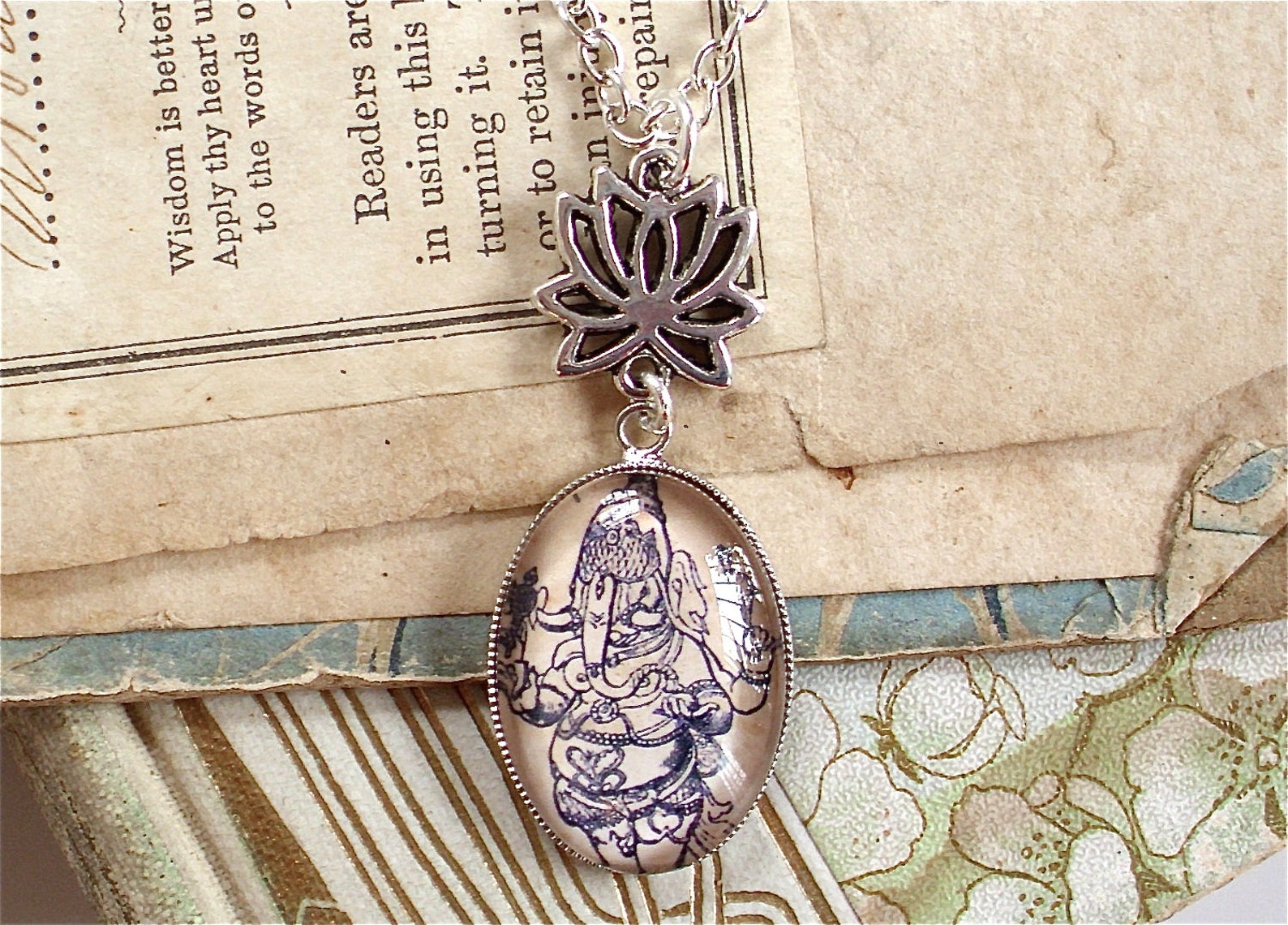 Ganesh Necklace Hindu God Lord Ganesha India Lotus Chain - Etsy