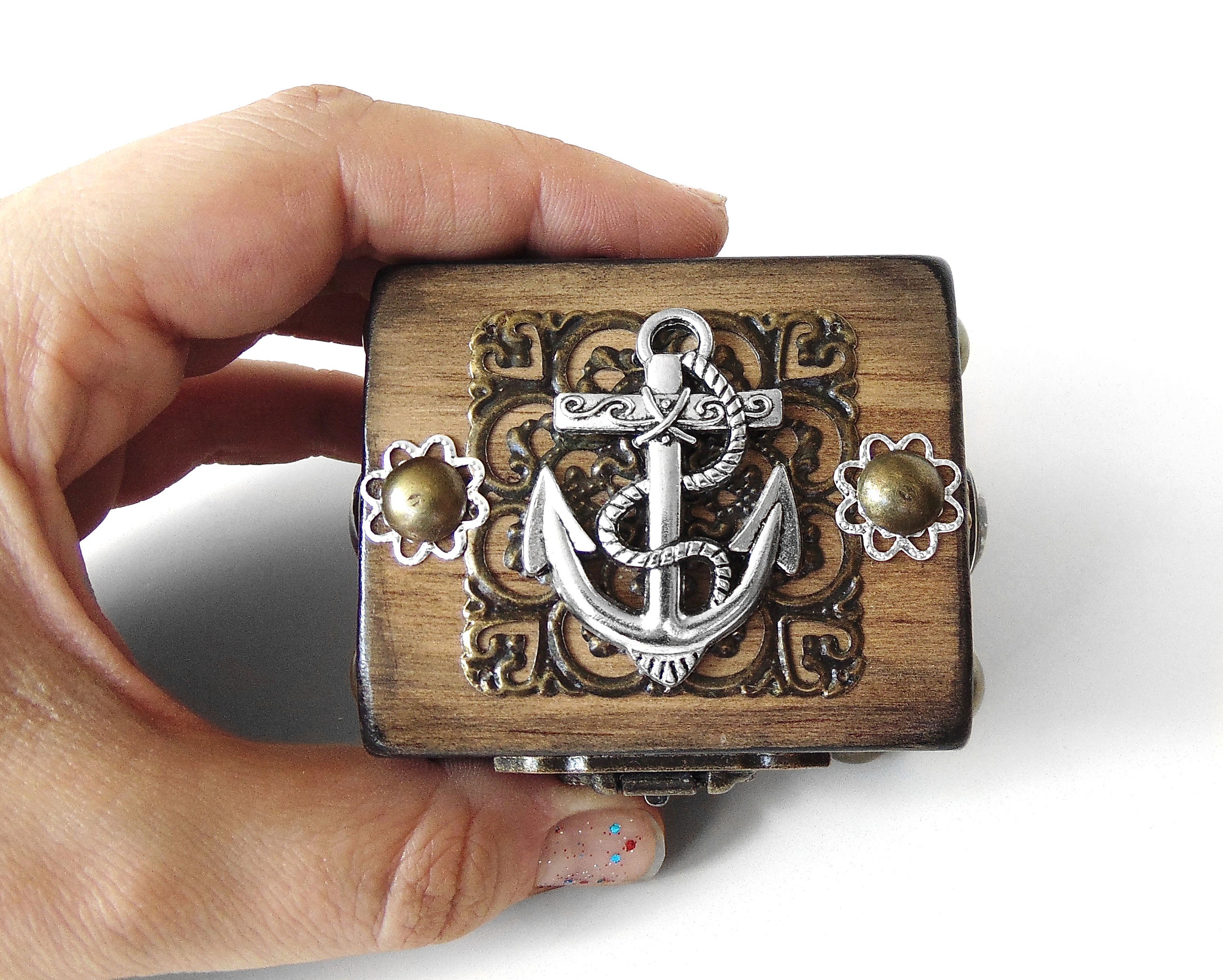 Anchor Engagement Ring Box - Ring Bearer Box - Pirate Treasure Chest ...
