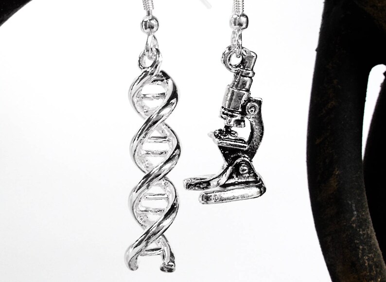 Science Earrings DNA and Microscope Earrings | Etsy