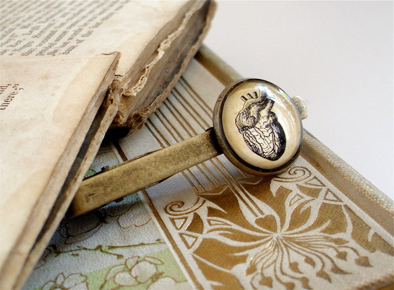 Anatomical Heart Tie Clip - Anatomy Tie Bar in Bronze or Silver Finish ...