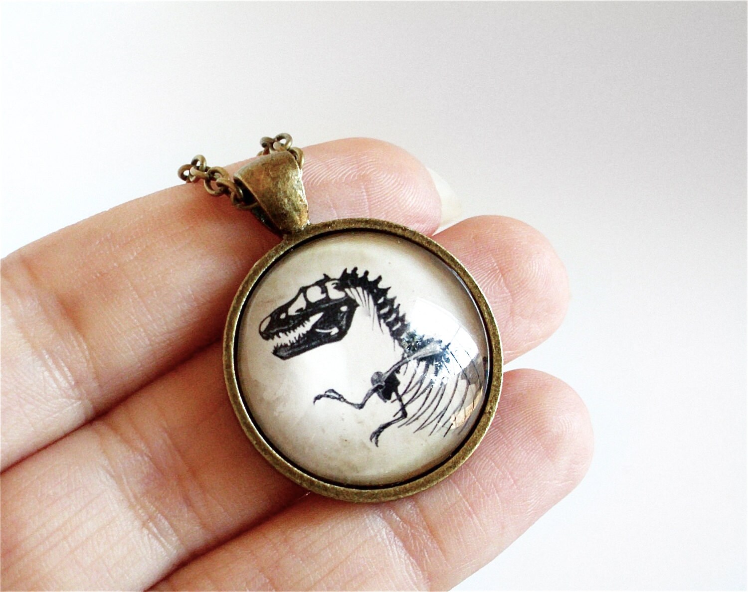Dinosaur Necklace - T Rex Necklace - Tyrannosaur Fossil Pendant in Bronze