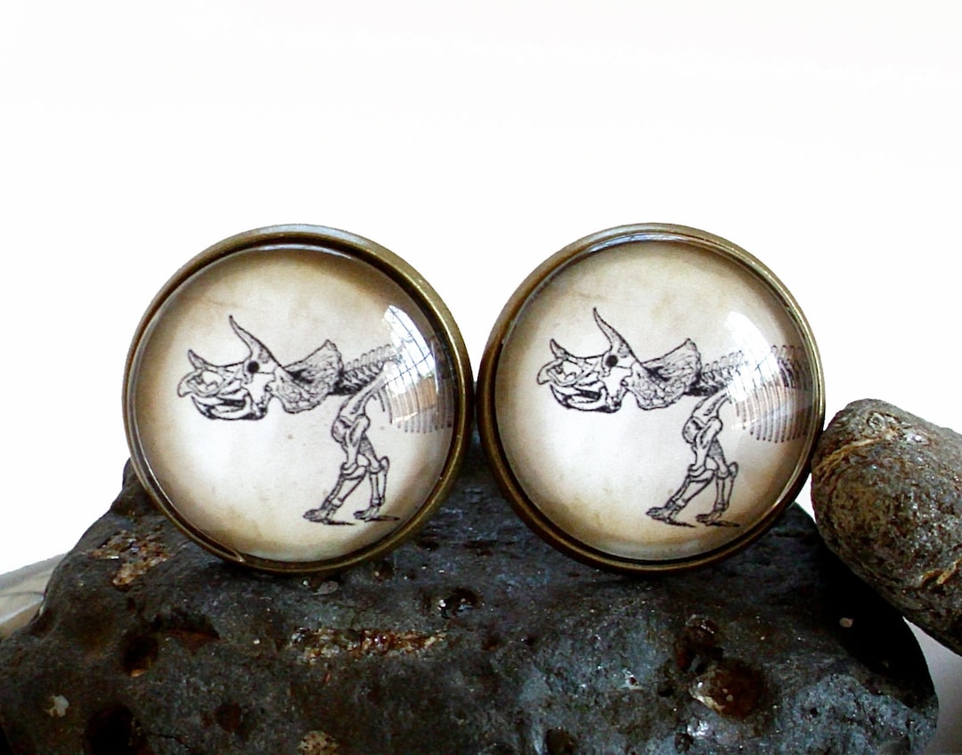 Dinosaur Cufflinks - Triceratops Cuff Links in Bronze or Silver Finish ...