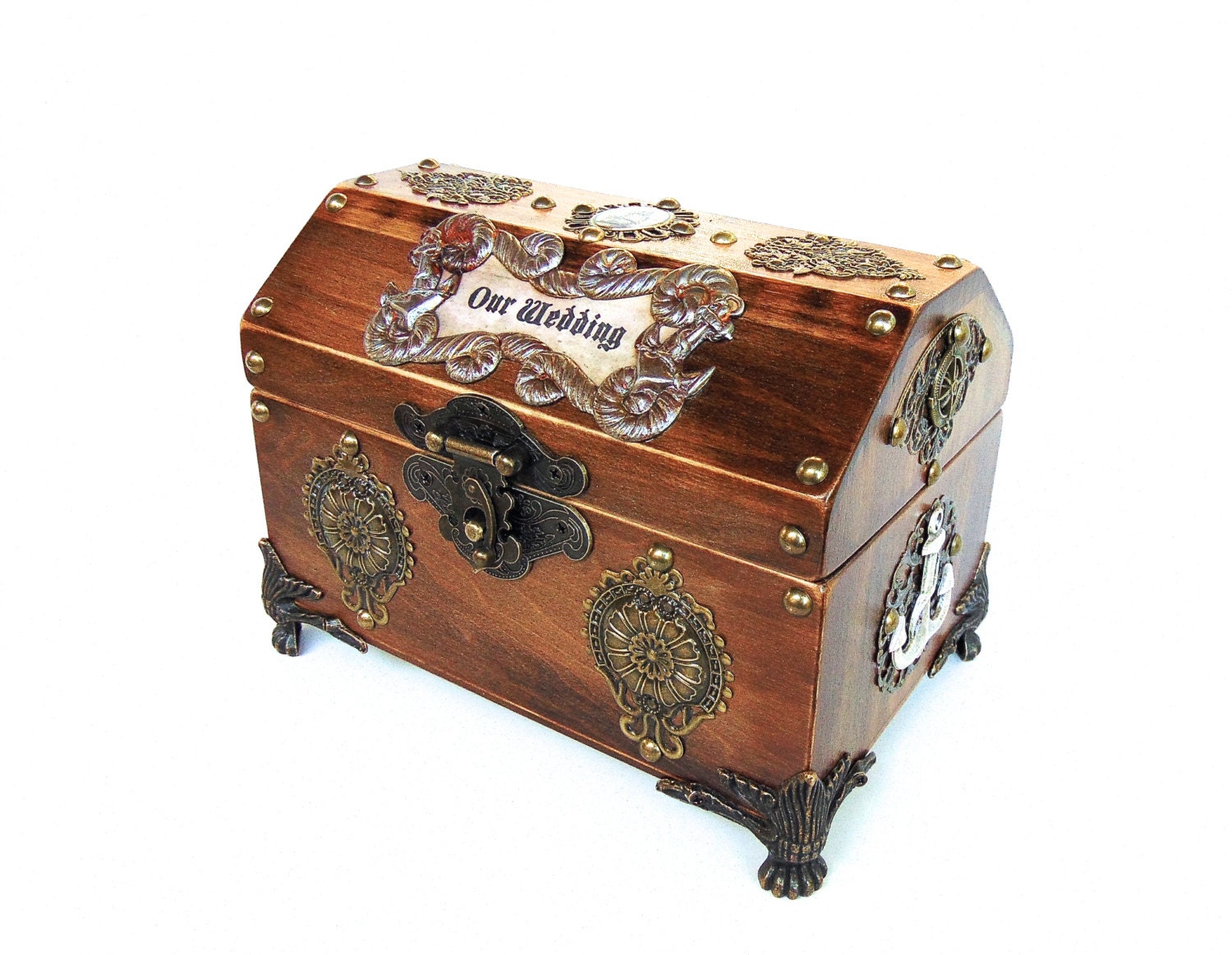 Wedding Cards Box - Pirate Treasure Chest - Nautical Wedding Keepsake Box