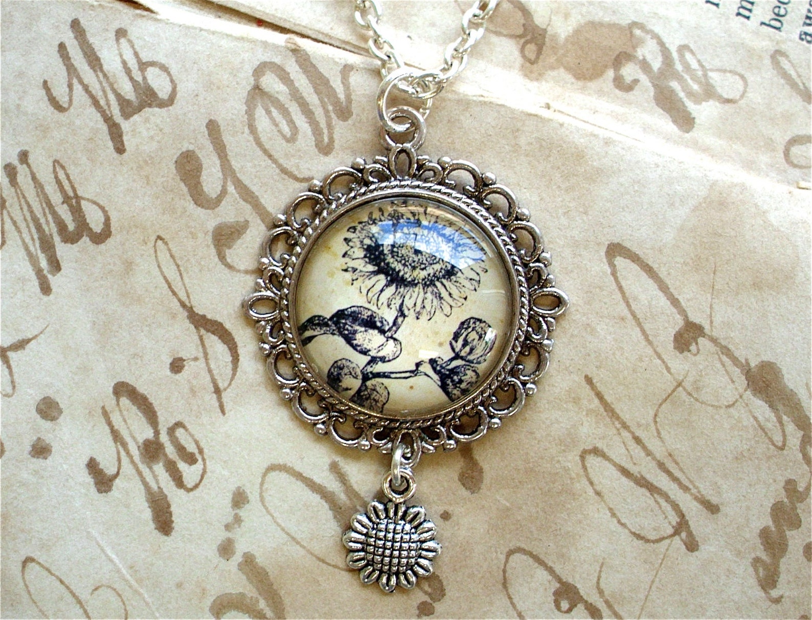 Sunflower Necklace - Sunflower Jewelry in Silver or Bronze - Etsy