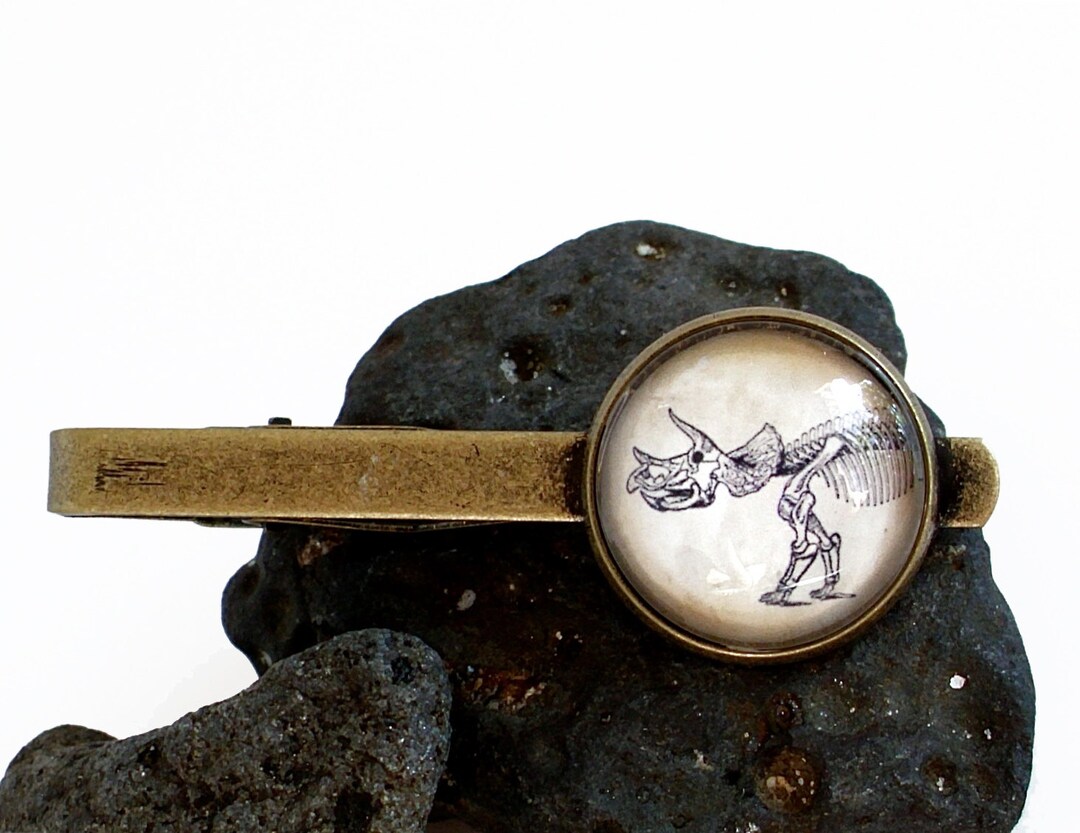 Dinosaur Tie Clip - Triceratops Tie Bar in Bronze or Silver Finish ...