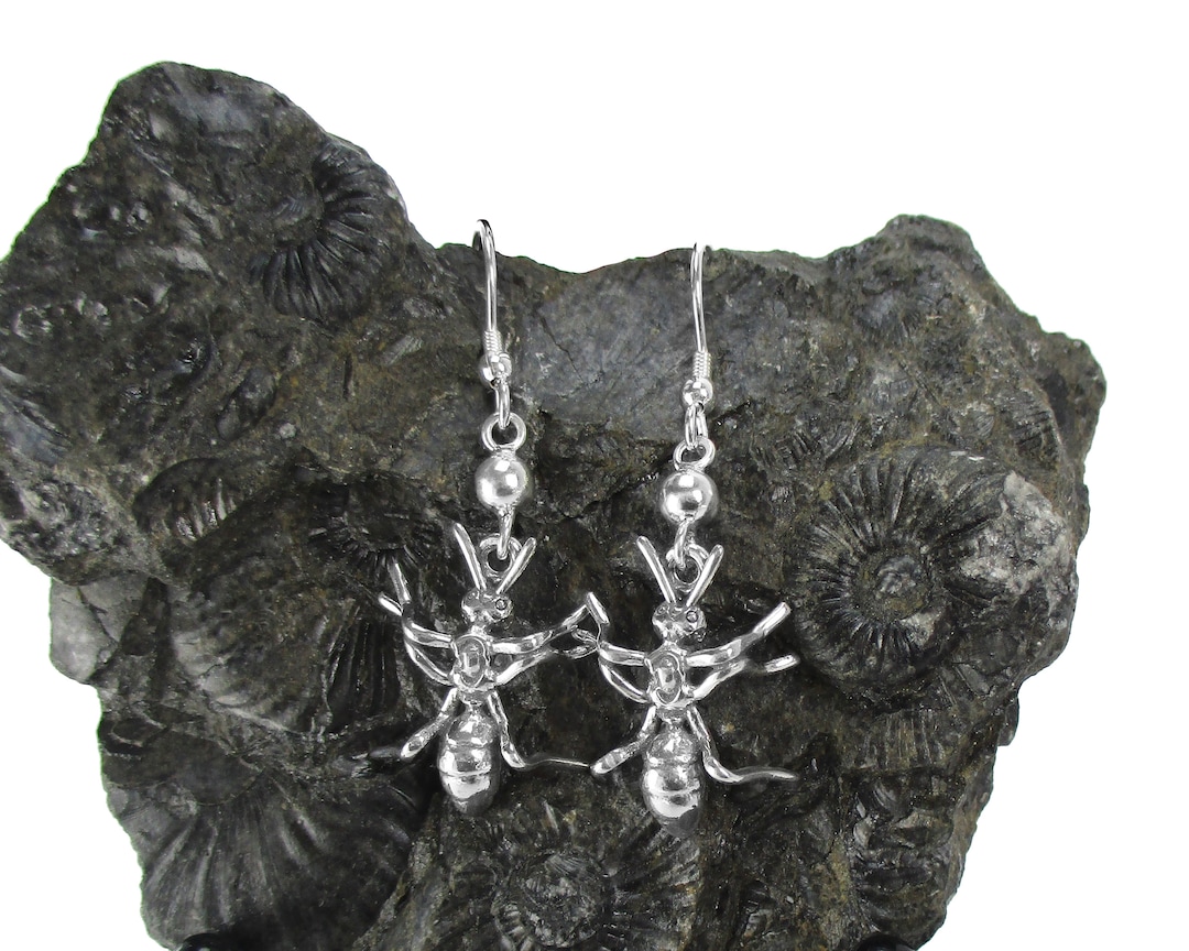 Ant Earrings in Solid Sterling Silver - Insect Jewelry - Etsy