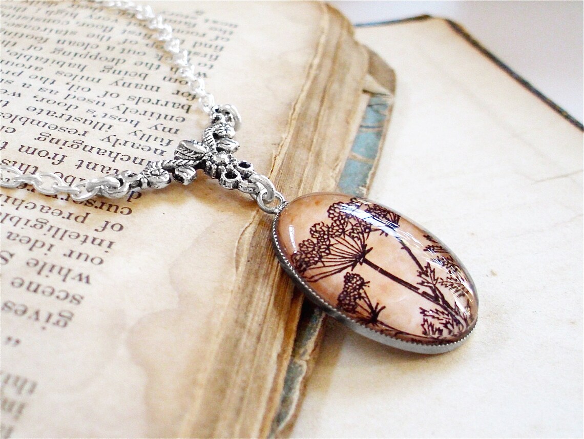 Poison Hemlock Necklace Antique Botanical Print Pendant in - Etsy