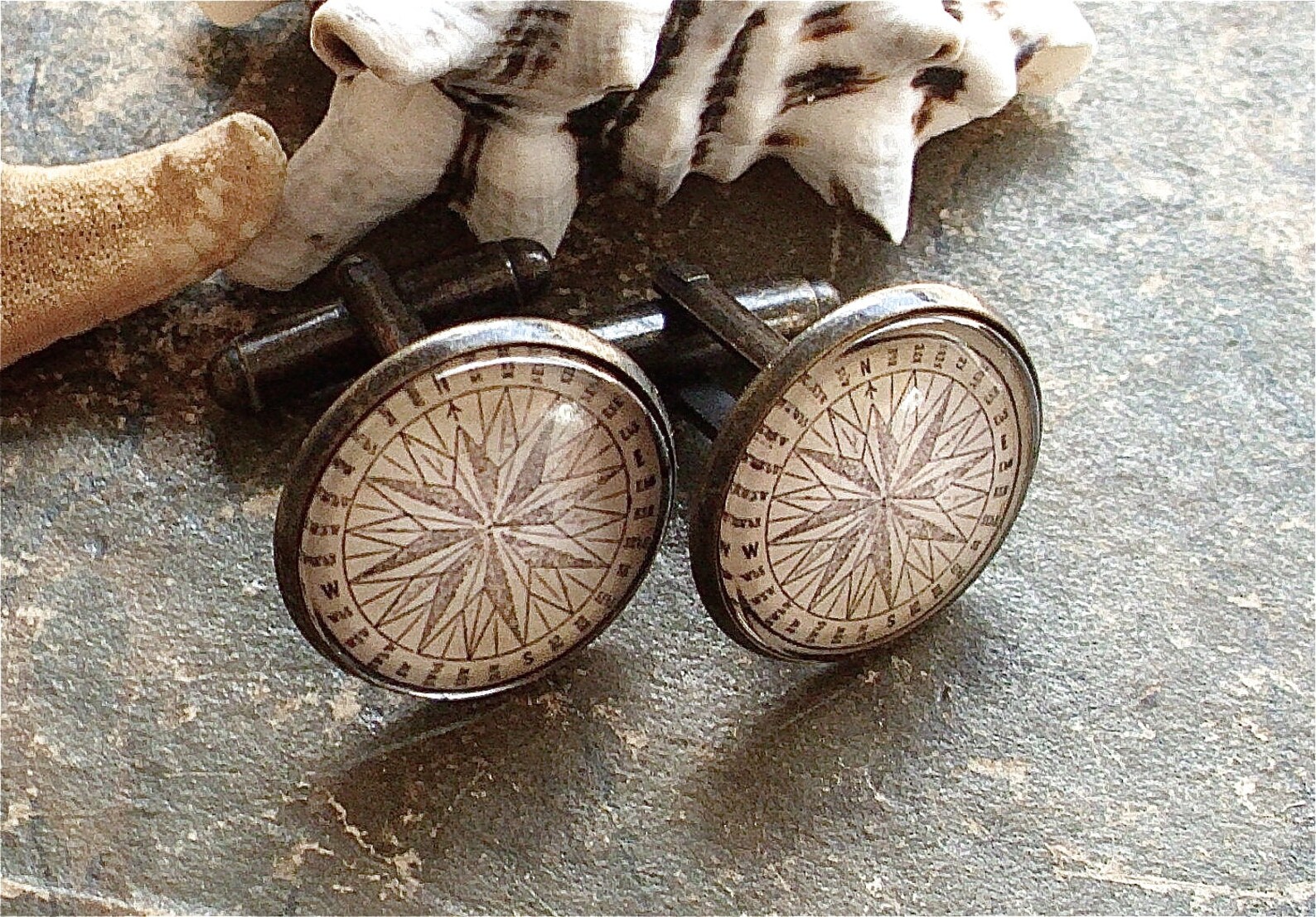 SALE Compass Cufflinks Compass Cuff Links in Bronze | Etsy