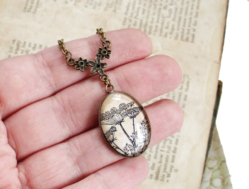 Poison Hemlock Necklace Antique Botanical Print Pendant in - Etsy