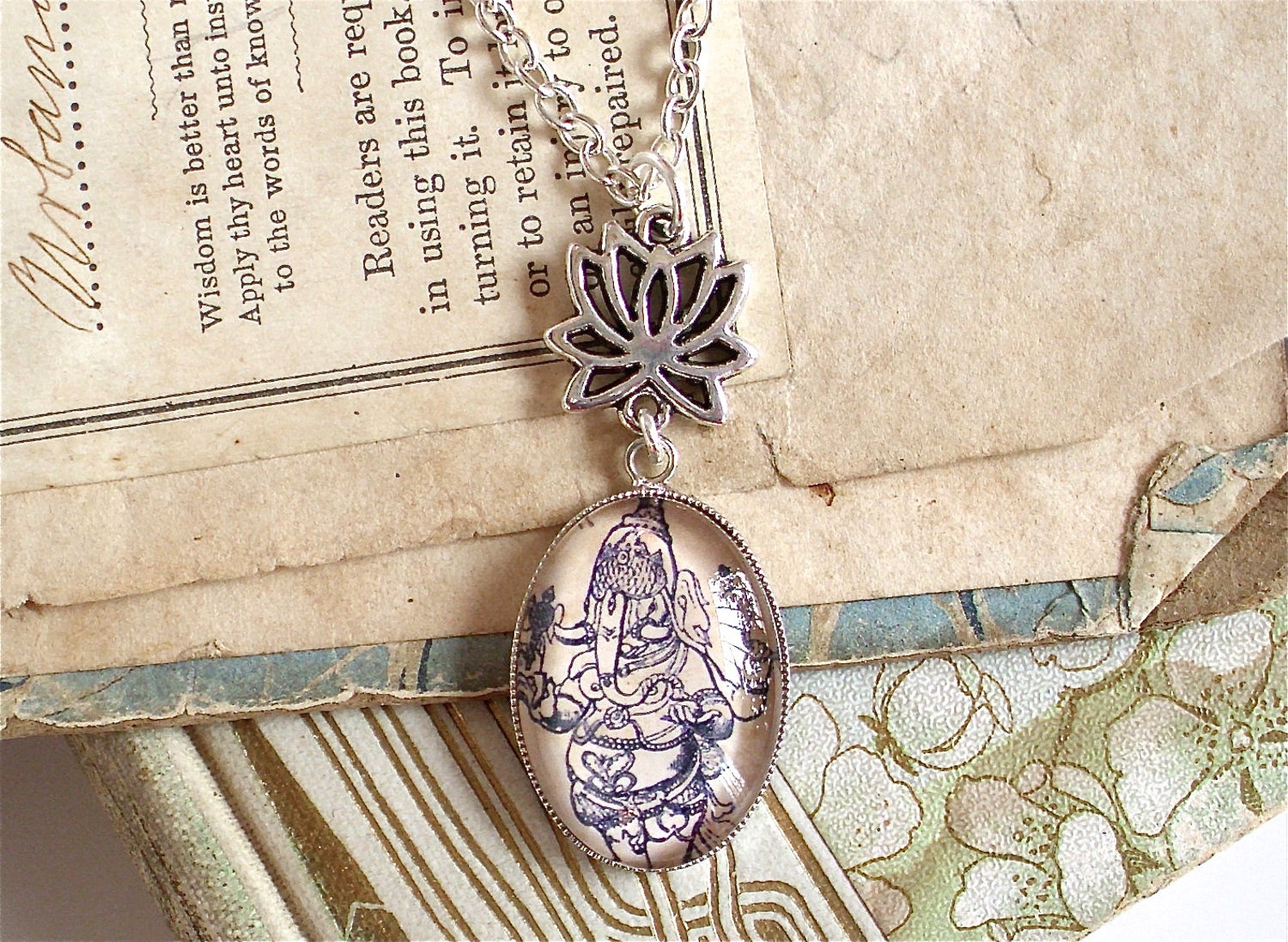 Ganesh Necklace Hindu God Lord Ganesha India Lotus Chain - Etsy