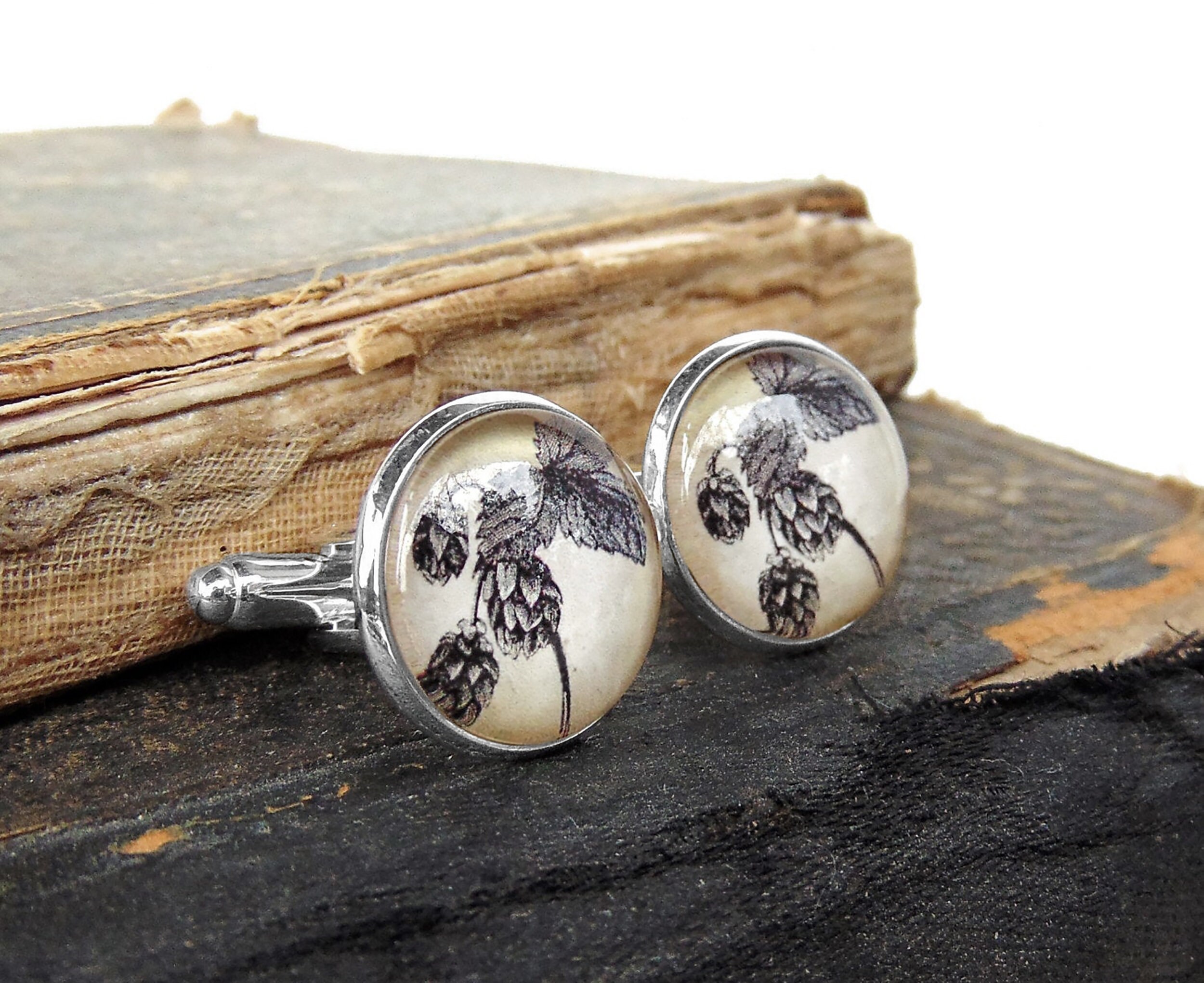 Beer Hops Cuff Links in Silver Finish - Home Brew - Wedding - Craft ...